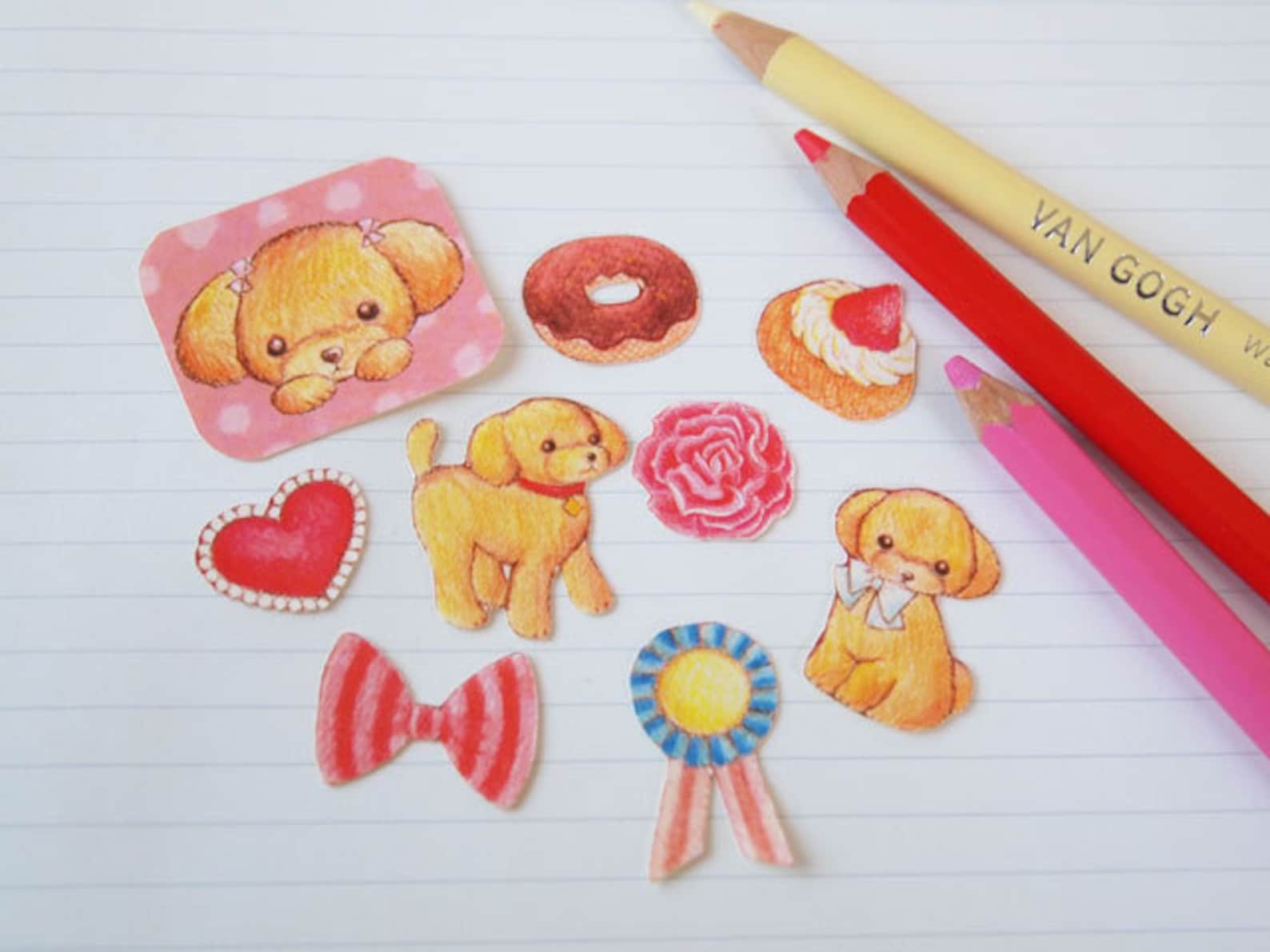 70 Cute Puppies Stickers Baby Dog Pet Dog Little Brown Dog Cute Mini ...