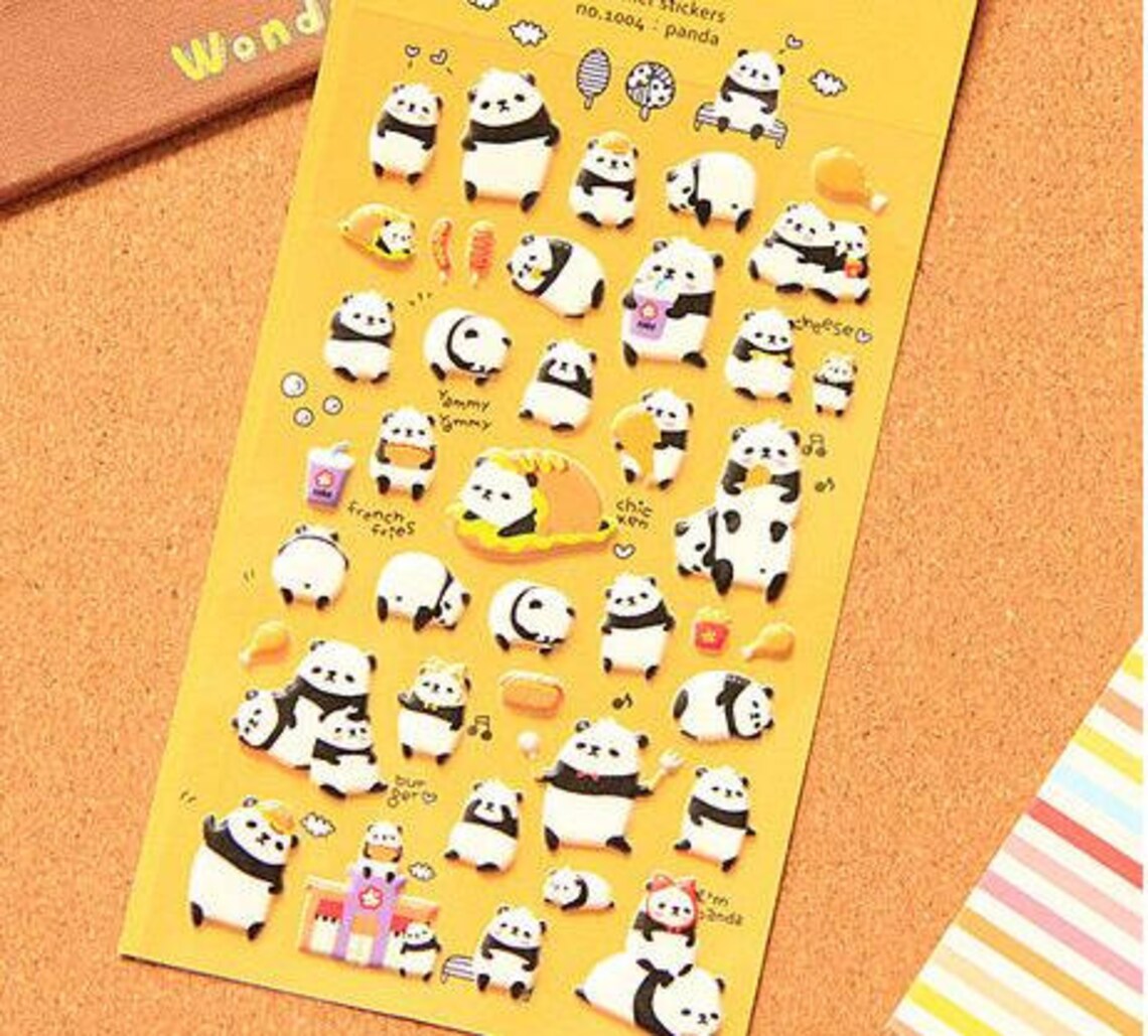 Panda Puffy Sticker Cute Animal Kawaii Pet Label Wildlife | Etsy