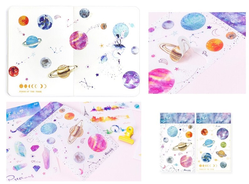2 Sheets Solar System Planets Stickers Outer Space Moon Earth | Etsy
