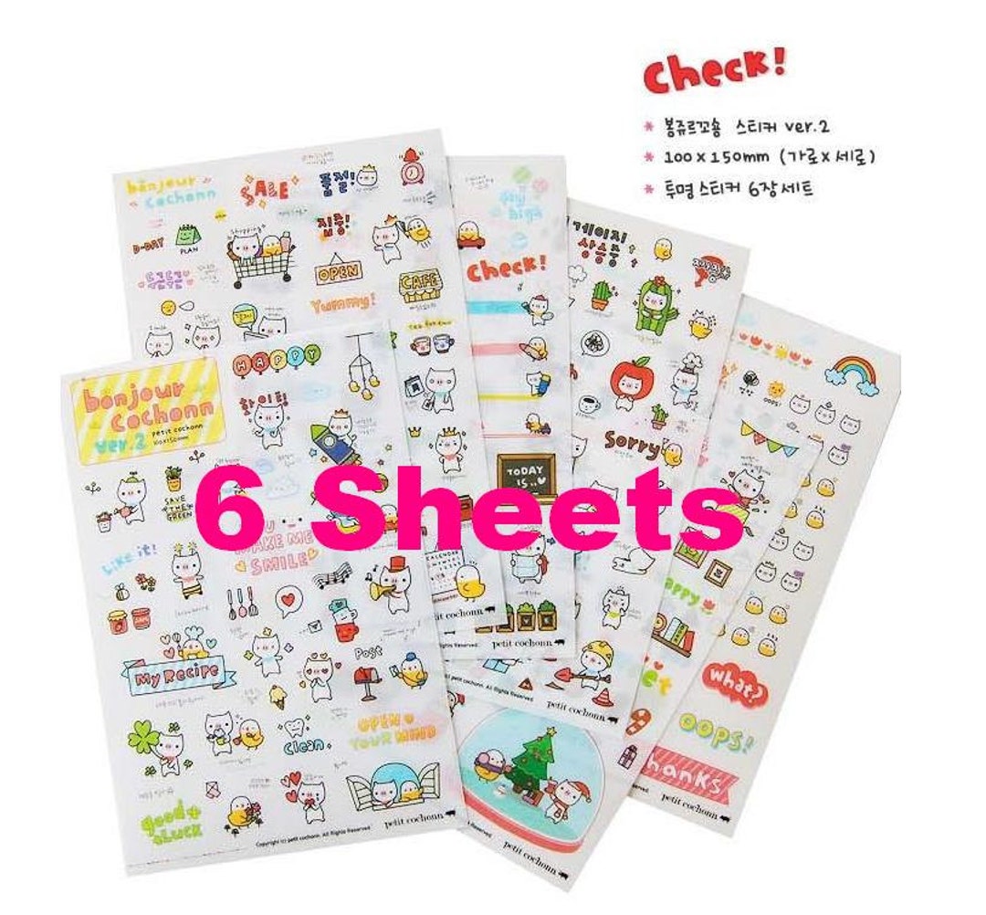 Bonjour Korean Sticker Kitten Little Pig Piggy Number Weather Sticker ...
