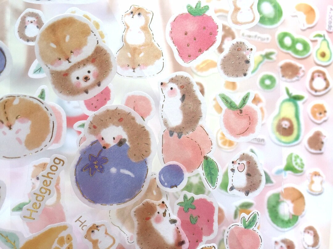 Hamster Hedgehog Sticker Cute Pet Baby Hedgehog Little Hamster Fruit ...