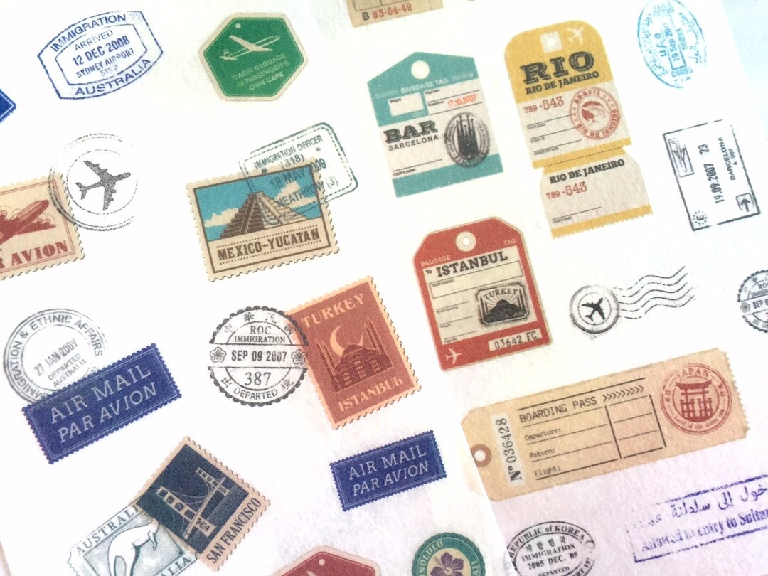 6 Sheets Travel Planner Sticker Passport Stamp Sticker Travel Stamp ...