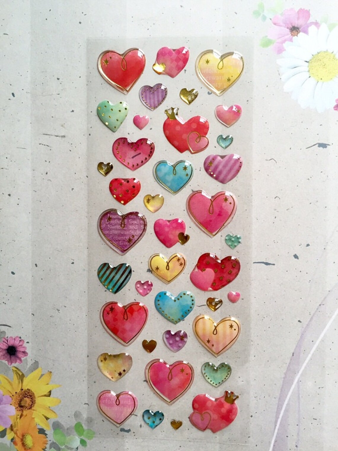 Sweet Heart Sticker Lovely Heart Colorful Heart Epoxy Sticker - Etsy