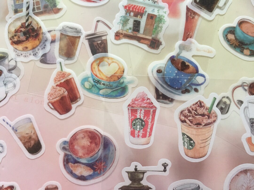 90 Coffee Stickers Coffee Themed Icon Ice-coffee Coffee Bean Coffee Art ...