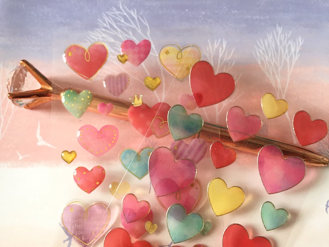 Sweet Heart Sticker Lovely Heart Colorful Heart Epoxy Sticker Fancy ...