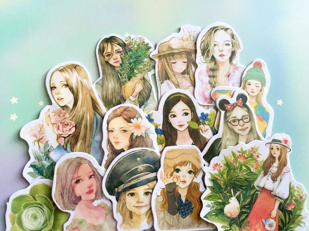 30 Cute Girl Sticker Teen Girl Sweet Girl Lovely Girl Pretty Girl Flake ...