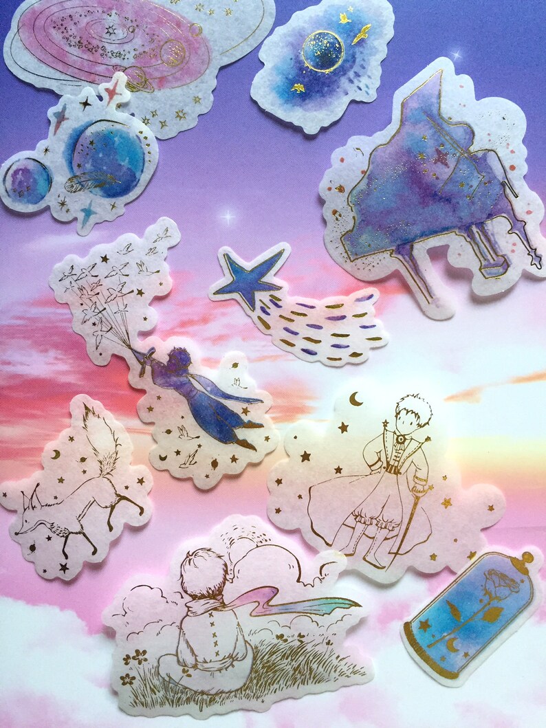 Planet Little Prince Sticker Fly in the Sky Cartoon Prince Little Boy ...