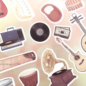Global Musical Instrument Sticker World Instrument Music Theme Icon ...