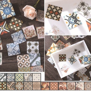 46 Tile Stickers Mini Tile Retro Boho Tile Vintage Bohemian Pattern ...