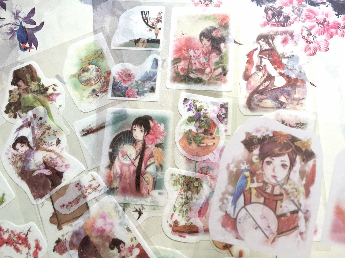 6 Sheets of Ancient Chinese Girl Sticker Asian Vintage Beauty - Etsy