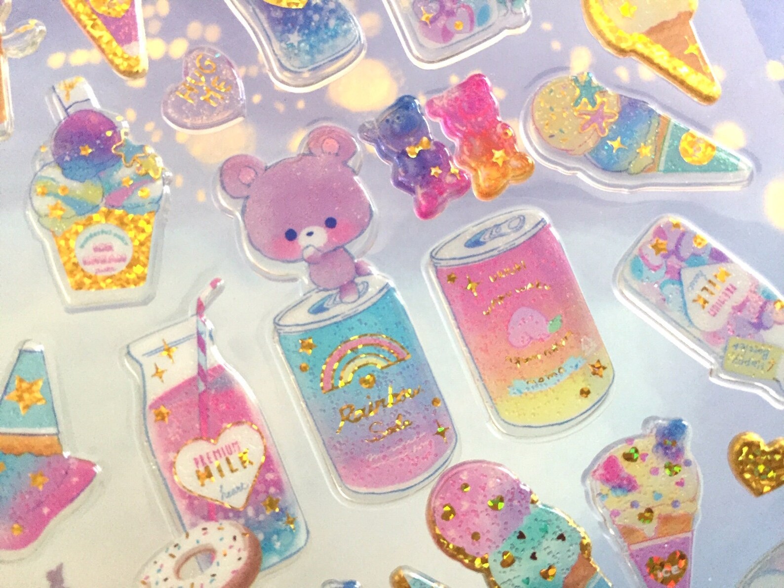 Teddy bear ice cream bar sticker foodie bear colorful ice | Etsy