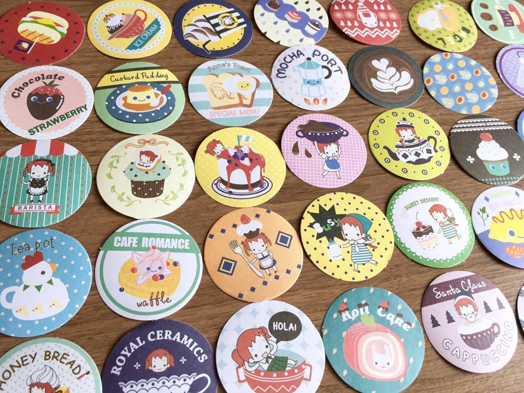 70 Stickers Cafe Dessert Sticker Cute Anne Tea Party Label Sticker ...