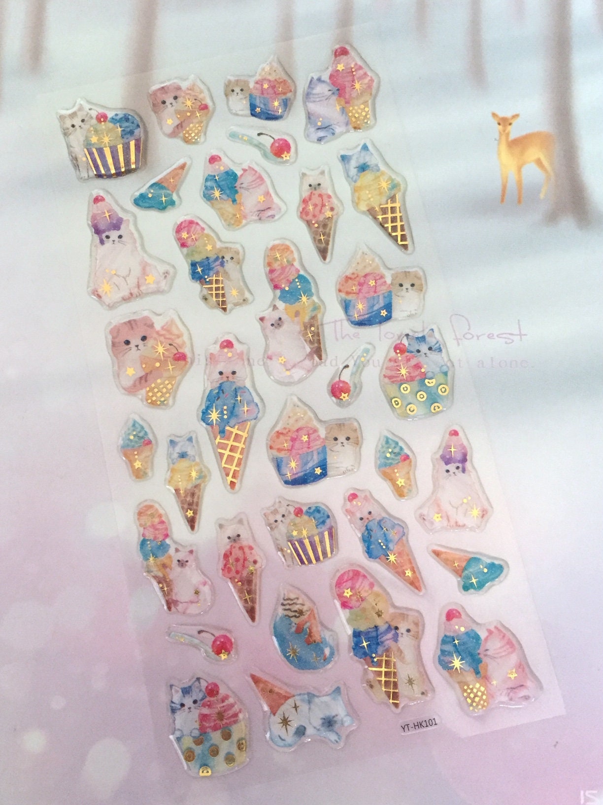 Ice Cream Cat Foodie Cat Sticker Cat Themed Dessert Food Cute - Etsy ...