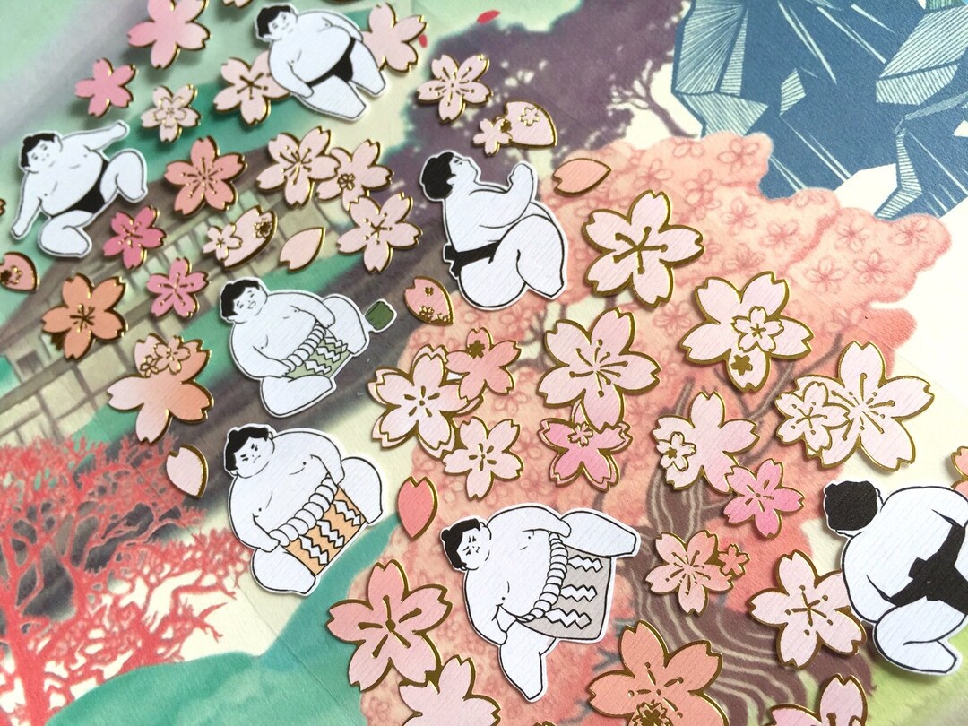 Sumo Sakura Sticker Cartoon Japan Sumo Rikishi Wrestler Exercise Diary ...