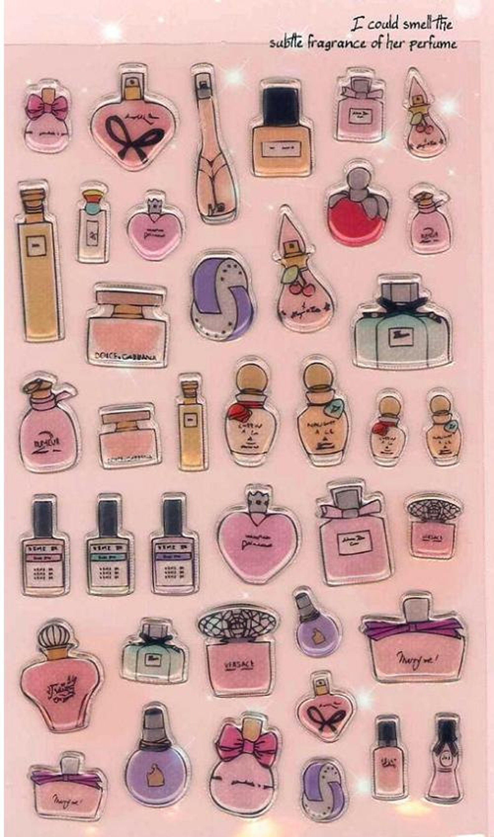 Mini Perfume Bottle Sticker Perfume Collection Glitter Pink Bottle Mini ...