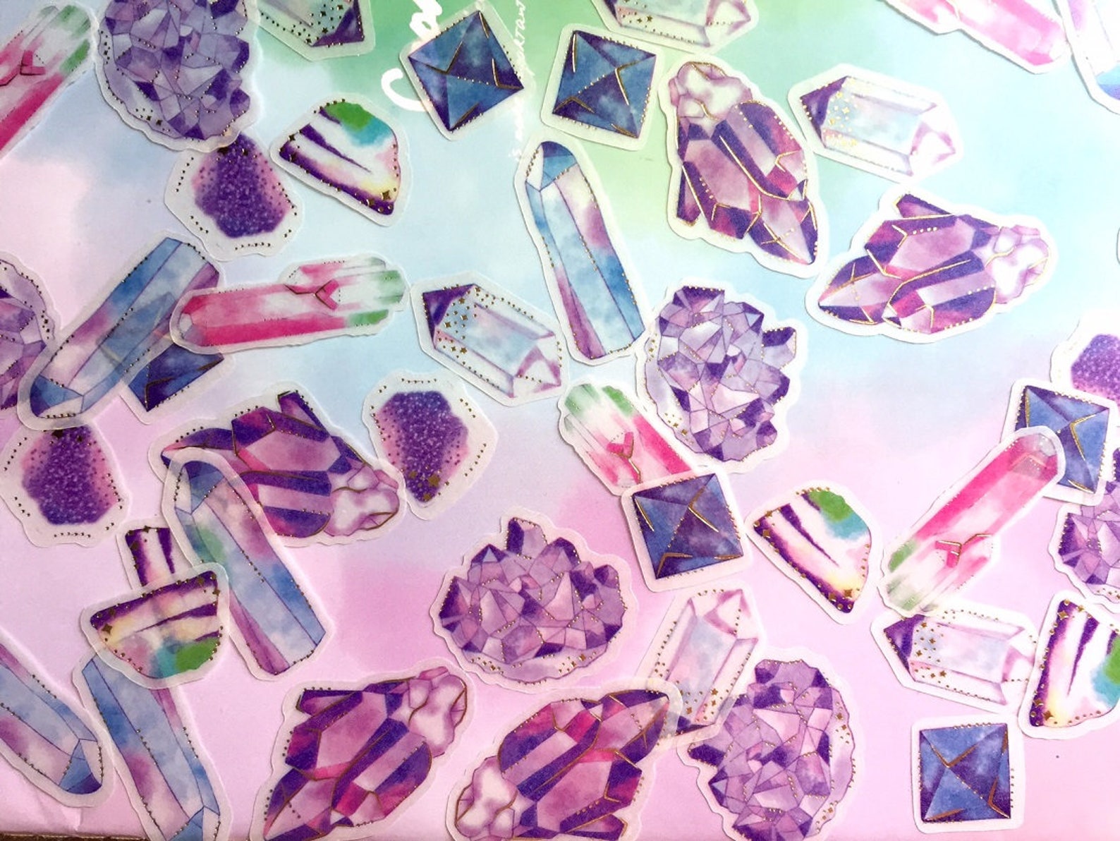 48 Raw Crystal Sticker Colorful Stone Raw Gemstone Flake - Etsy