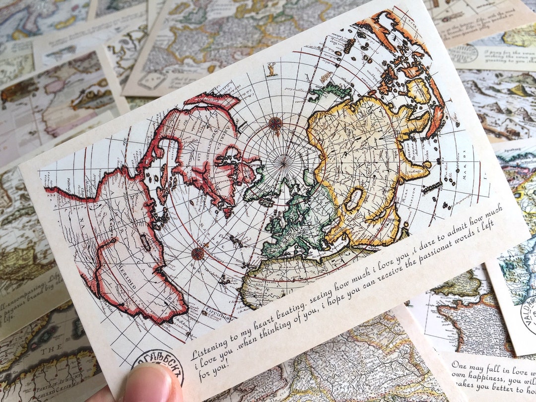 30 Ancient Map Postcard Paper Card Embellishment World Map Vintage Map ...