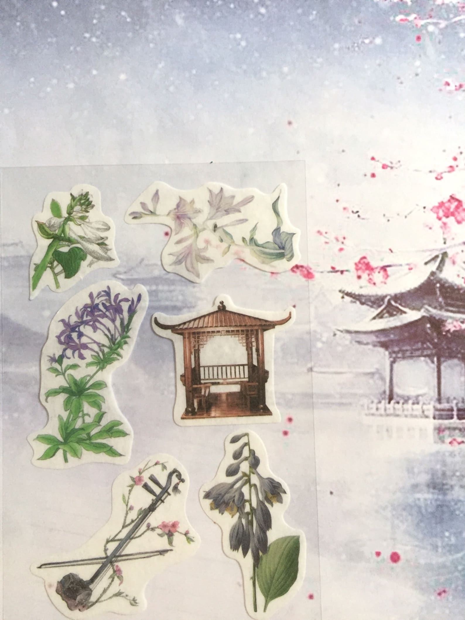 Set of 6 Oriental Flower Art Stickers Traditional Flower - Etsy