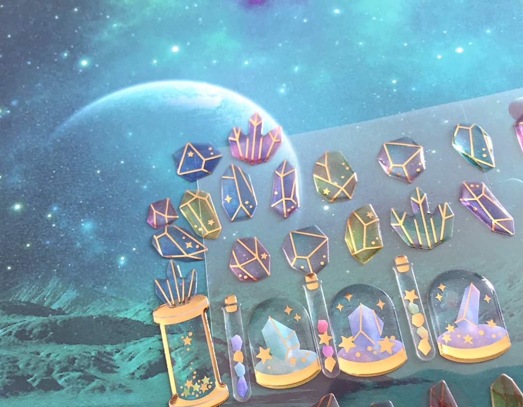 Raw Crystal Epoxy Sticker Colorful Space Stone Raw Gemstone in Tiny ...