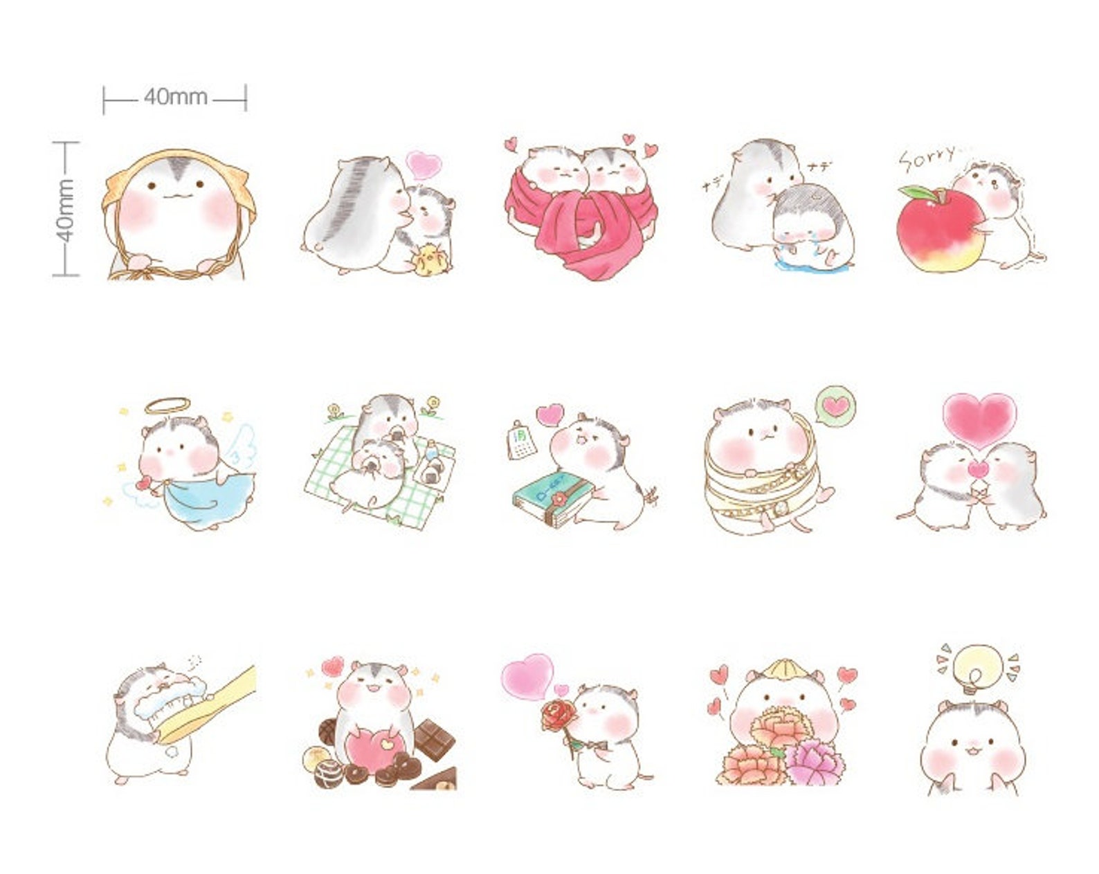 45 Hamster Sticker Cartoon Hamster Cute Hamster Flake Sticker | Etsy