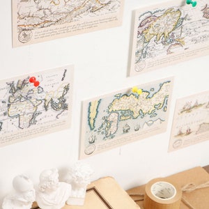 30 Ancient Map Postcard Paper Card Embellishment World Map Vintage Map ...