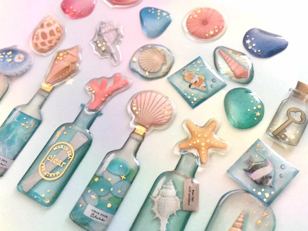 Mini Seashell Bottle Sticker Seashell Fossils Seashell Sample Art ...