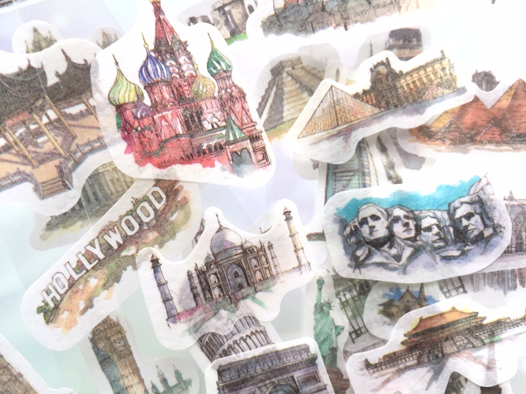 6 Sheets Top Famous World Landmarks Sticker Ancient Ruins Landmarks ...