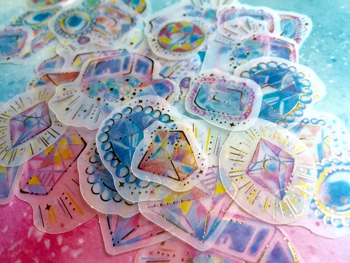 48 colorful diamond stickers hung diamond gemstone jewelry | Etsy