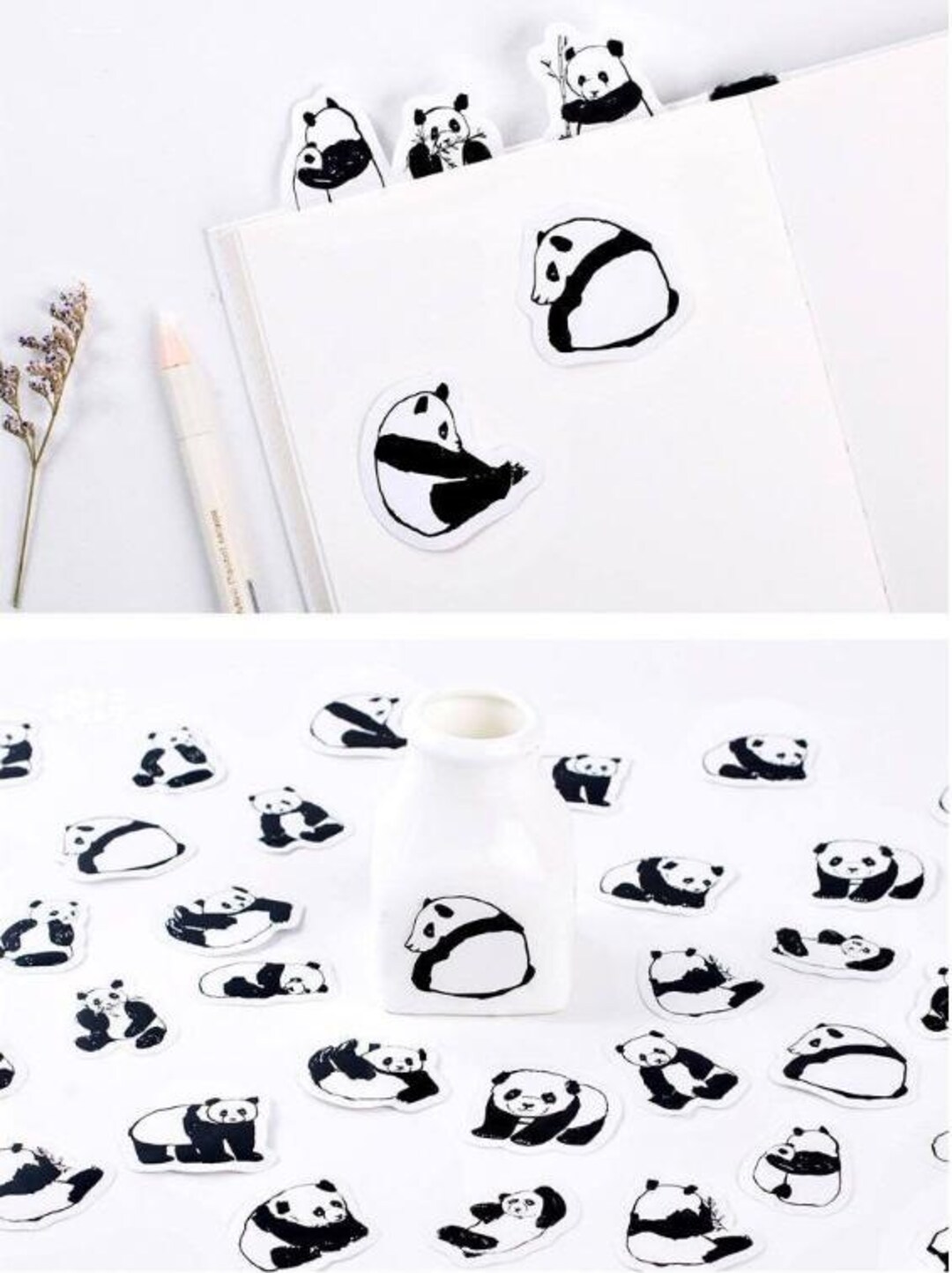 40 Panda Paper Sticker Panda Label Panda Seal Sticker Cute Animal Panda ...