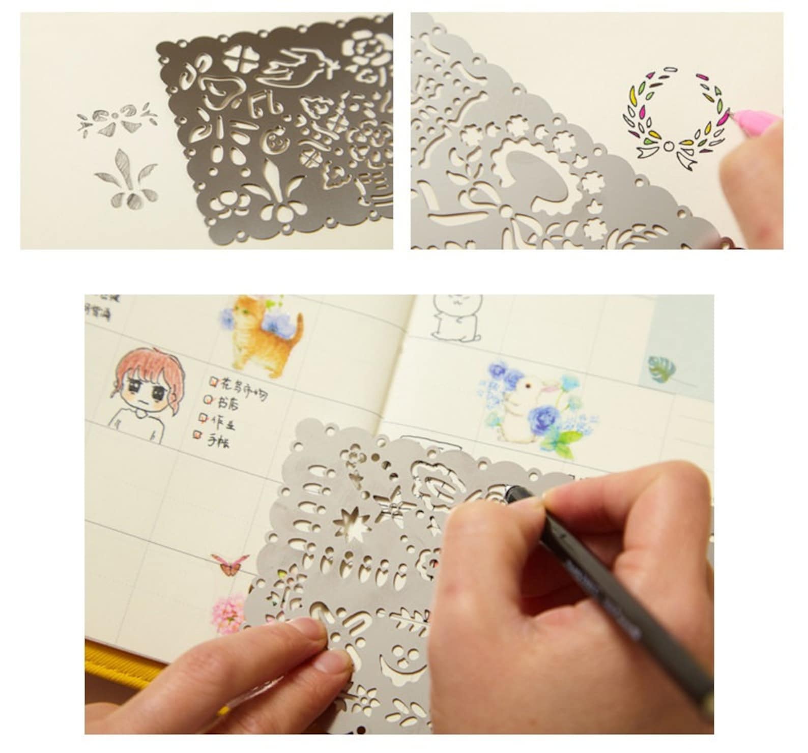 Flower Lace Planner Ruler Art Shapes Stencil Ruler Girl Life - Etsy