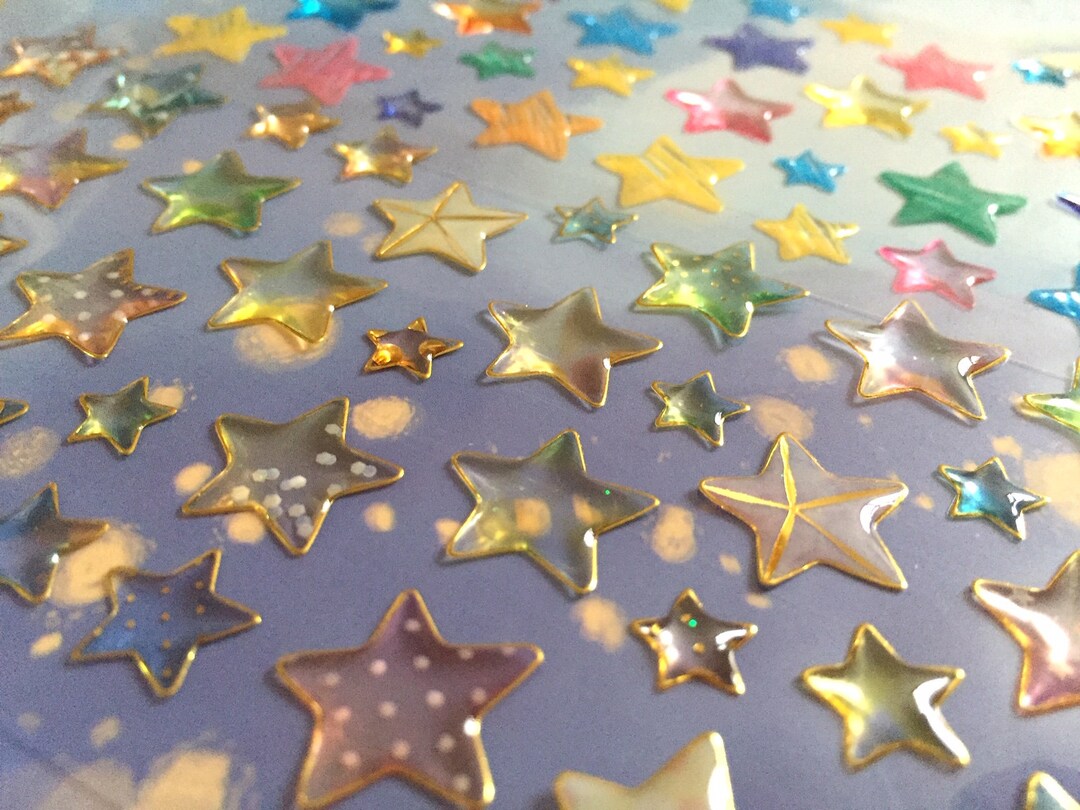 Colorful Star Epoxy Sticker Gold Star Pattern Star Icon Clear Star ...