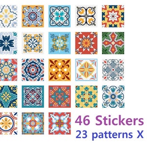 46 Tile Stickers Mini Tile Retro Boho Tile Vintage Bohemian - Etsy