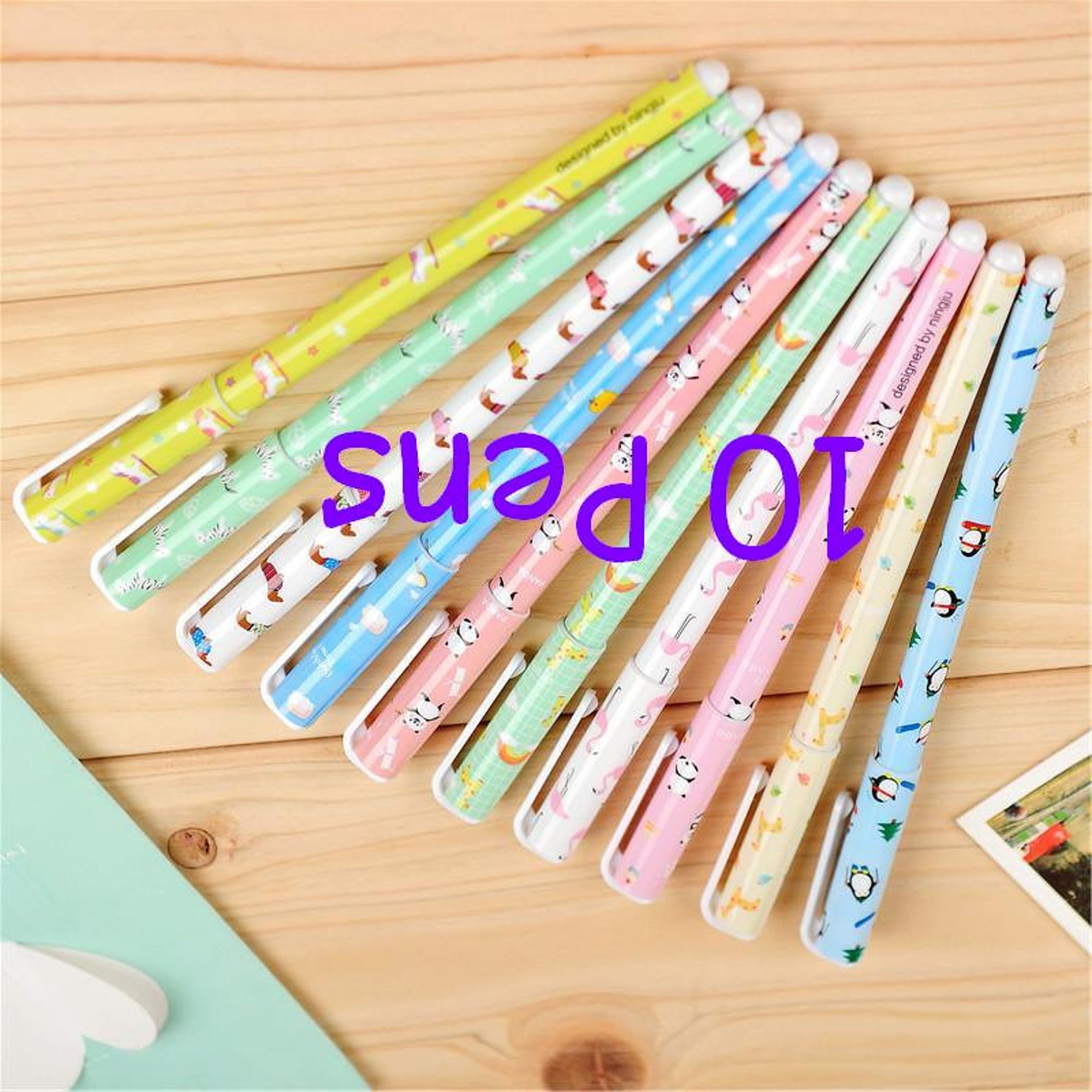 10 Pens Cute Pen Set With Box Kawaii Animal Panda Sea Sel Unicorn Gel ...