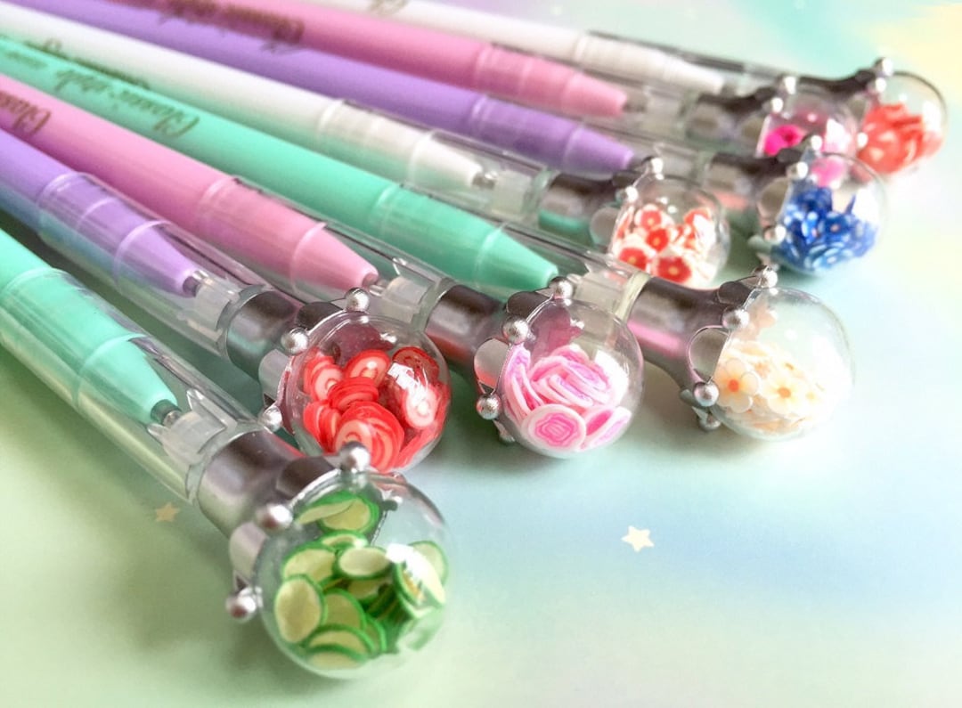 Crystal Ball Pen Cute Pen Ink Pen Flower Ball Fruit Ball Colorful Pen ...