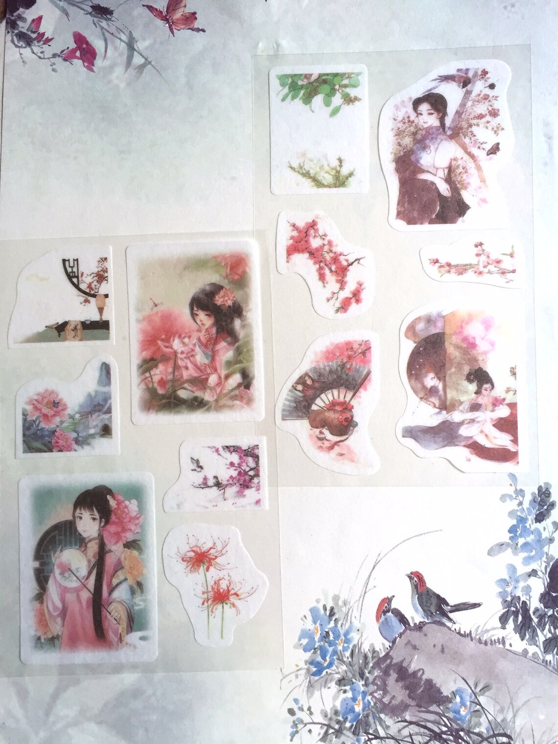 6 Sheets of Ancient Chinese Girl Sticker Asian Vintage Beauty Lovely ...