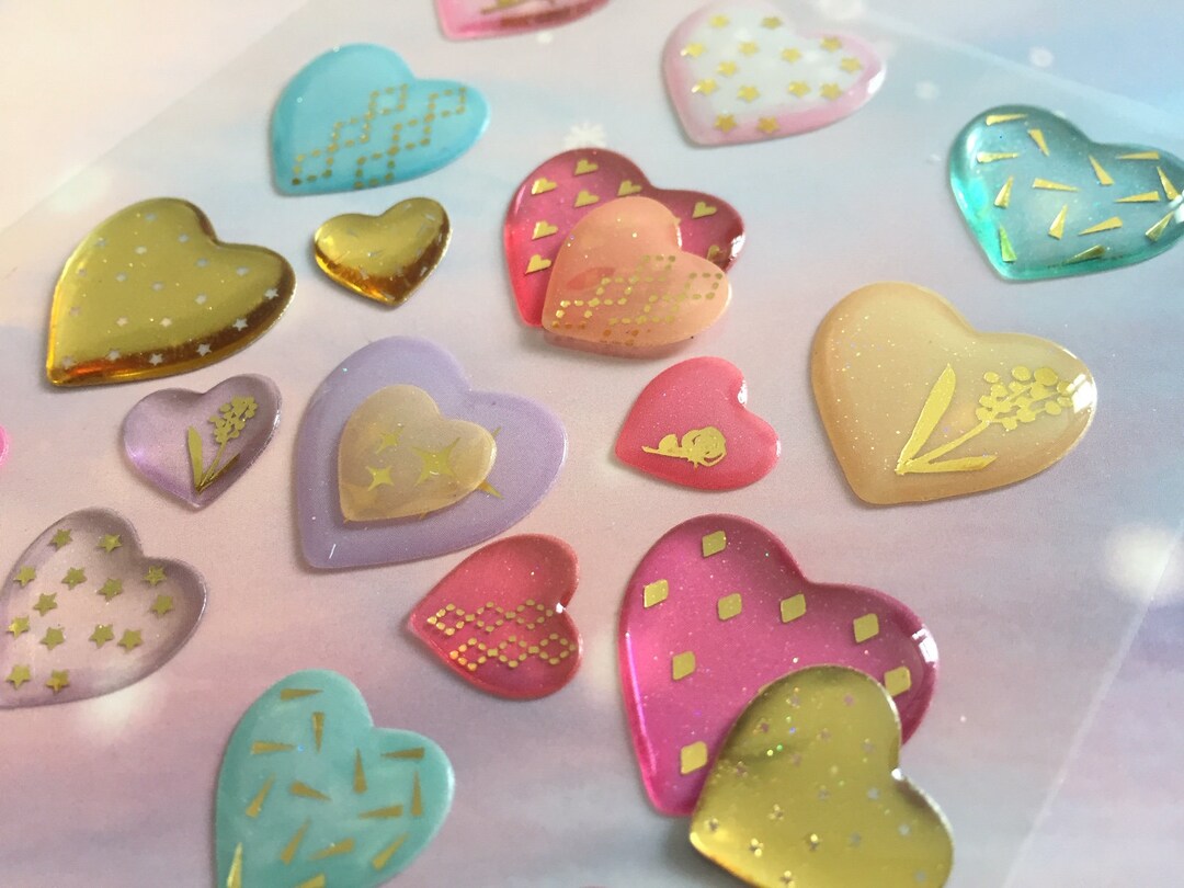 Colorful Sweet Heart Sticker Lovely Heart Cute Heart Epoxy Sticker ...