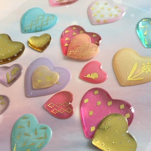 Colorful Sweet Heart Sticker Lovely Heart Cute Heart Epoxy Sticker ...
