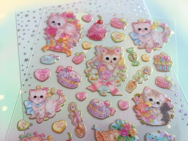 Dessest Cat Sticker Cherry Cupcake Mini Sweet Candy Macaron Adorable ...