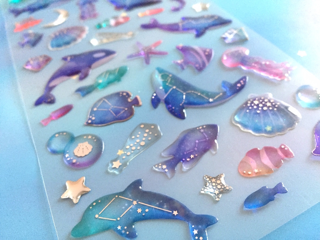 Fancy Sea World Sticker Underwater Animal Decor Blue Whale Dolphin Ray ...