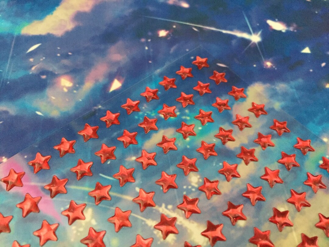 180 Little Red Star Epoxy Sticker Glitter Star Fancy Small Christmas ...