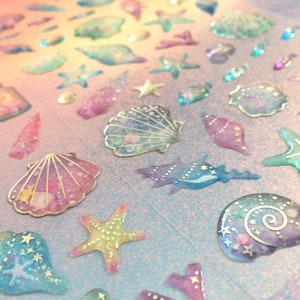 Pretty Seashell Sea Bottle Sticker Fancy Pearl Shell Ocean Oyster Shell ...