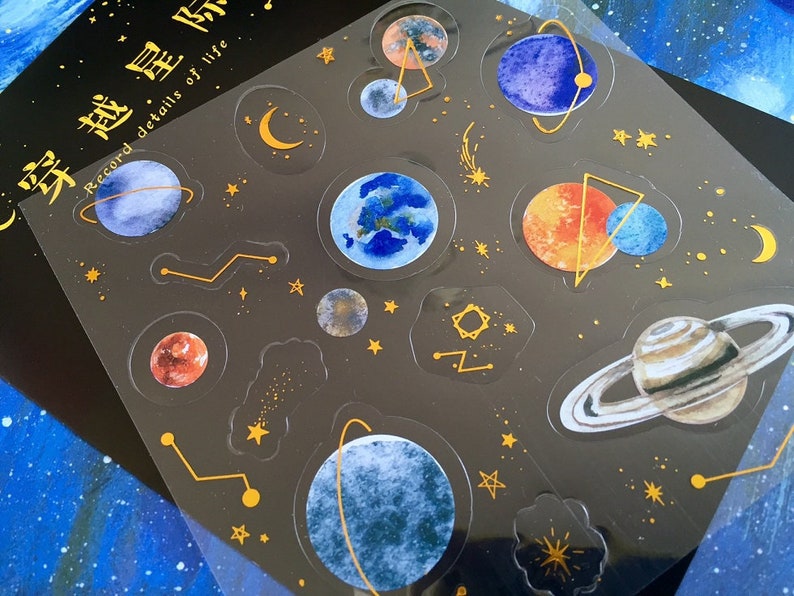 Solar System Planets Outer Space Theme Sticker Moon Earth - Etsy