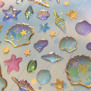 Mini Seashell Collection Epoxy Sticker Tiny Beach Seashell Colorful ...