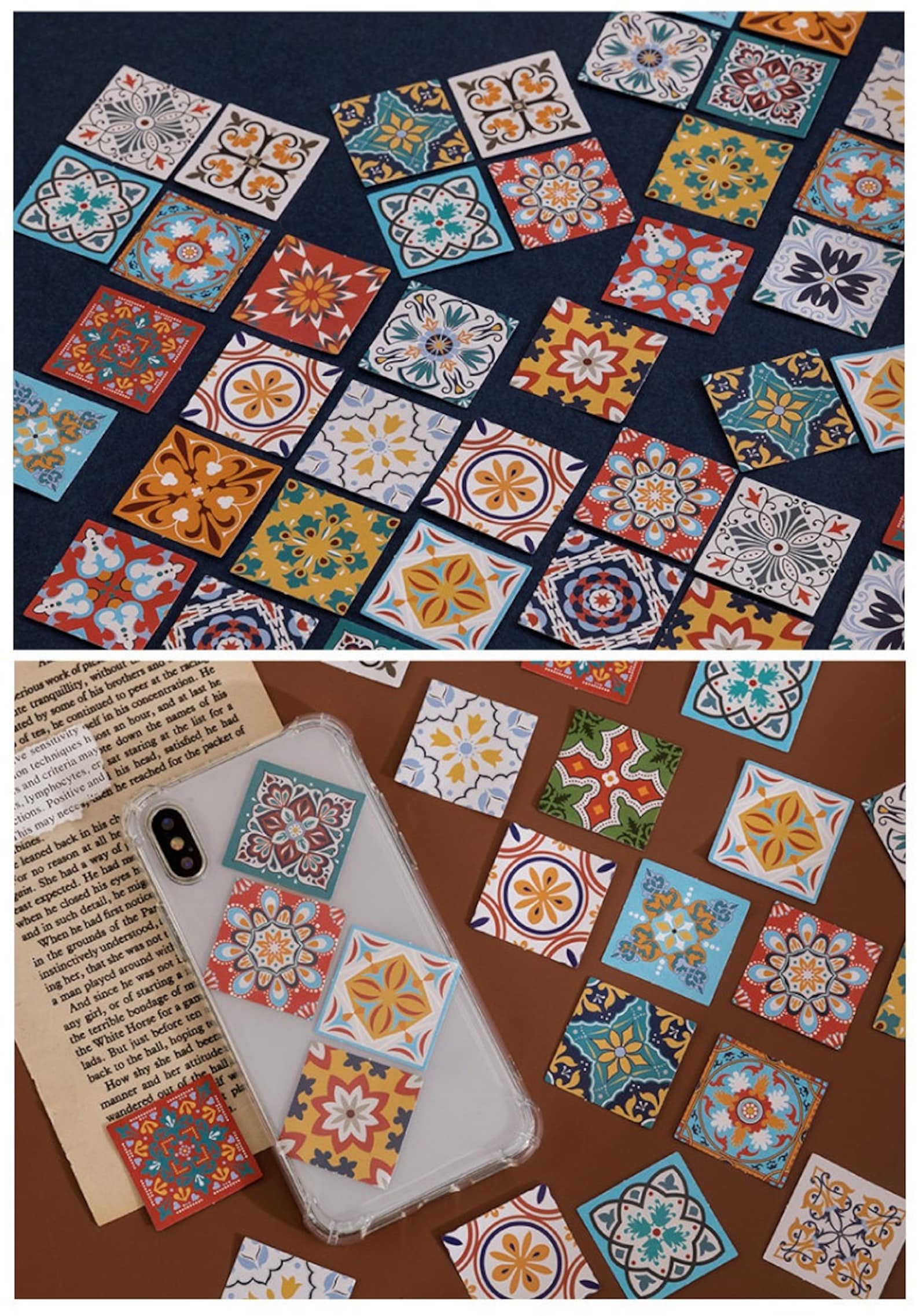 46 Tile Stickers Mini Tile Retro Boho Tile Vintage Bohemian - Etsy