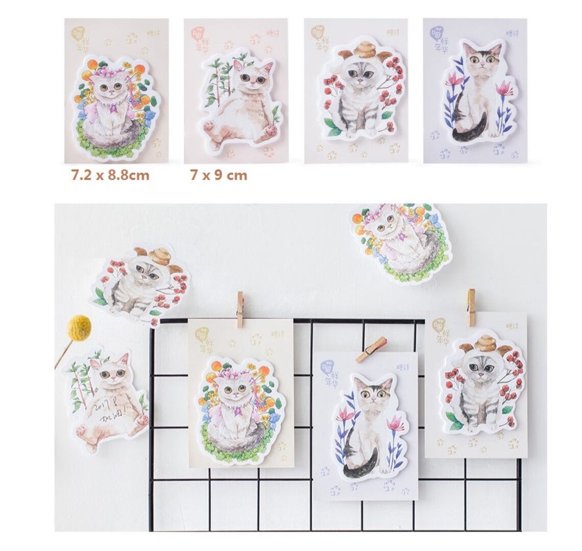 Cute Cat Sticky Note Flower Garden Cat Cute Kitten Cat Sticky - Etsy