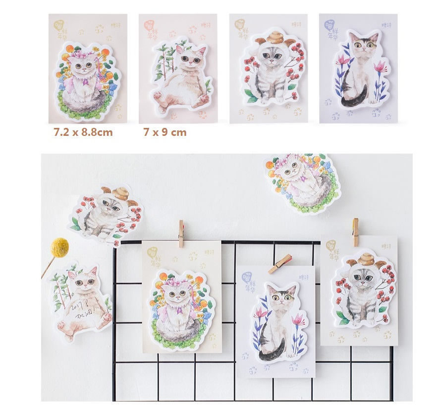 Cute Cat Sticky Note Flower Garden Cat Cute Kitten Cat Sticky - Etsy