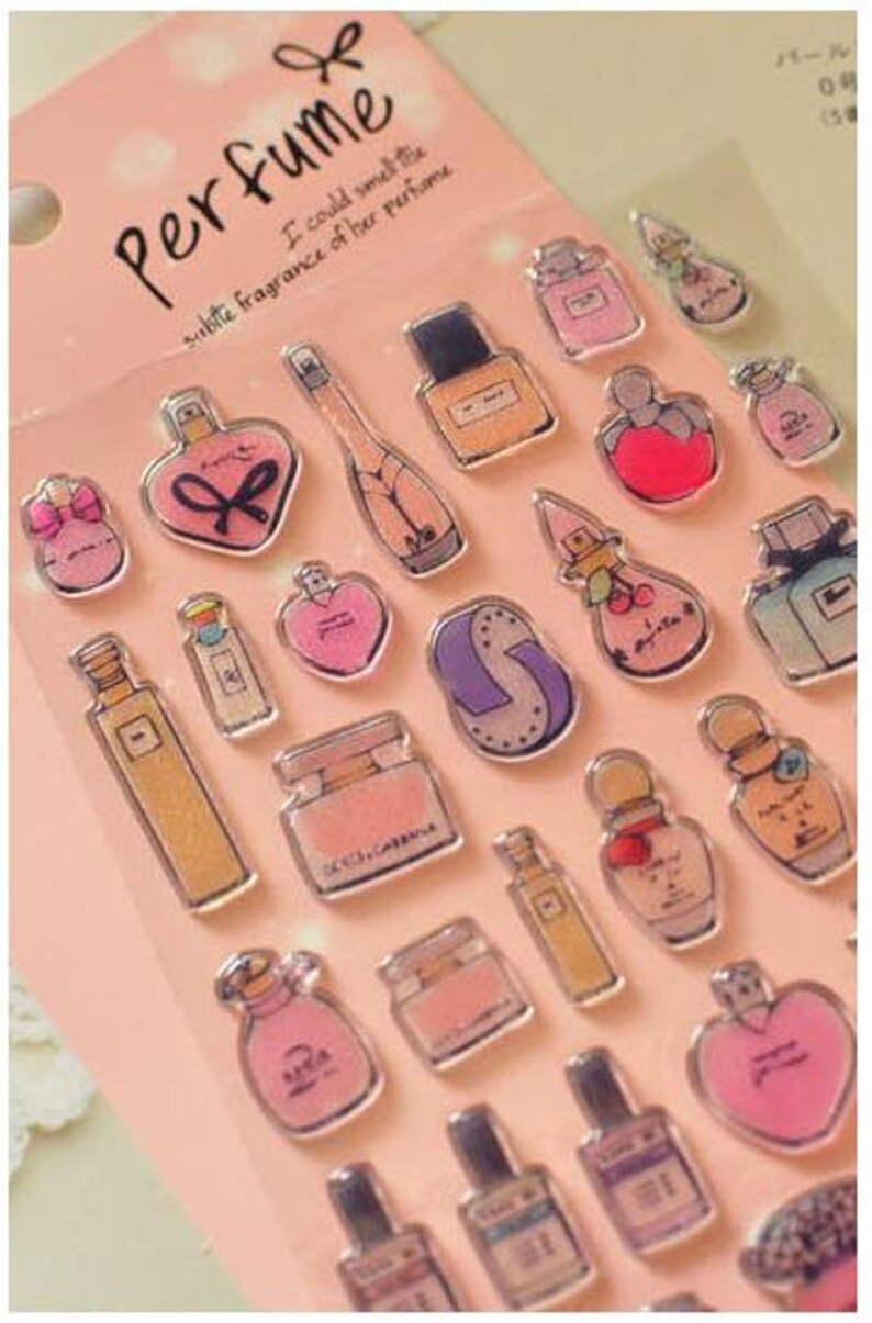 Mini Perfume Bottle Sticker Perfume Collection Glitter Pink Bottle Mini ...