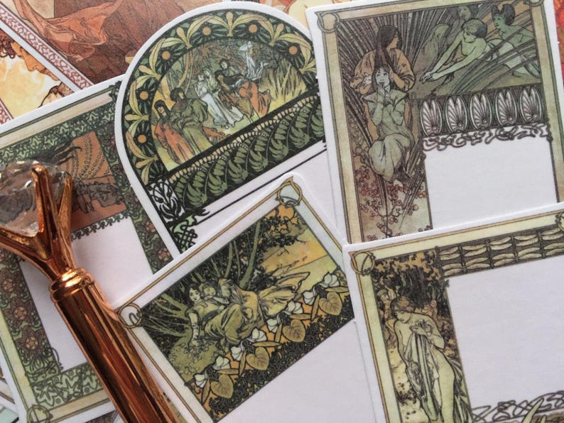 30 Alphonse Mucha Lable Paper Stickers Mucha Art Collection Decals ...
