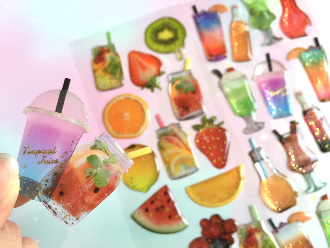 Colorful Iced Drink Sticker Tropical Soda Mini Fruit Drink Cute Party ...