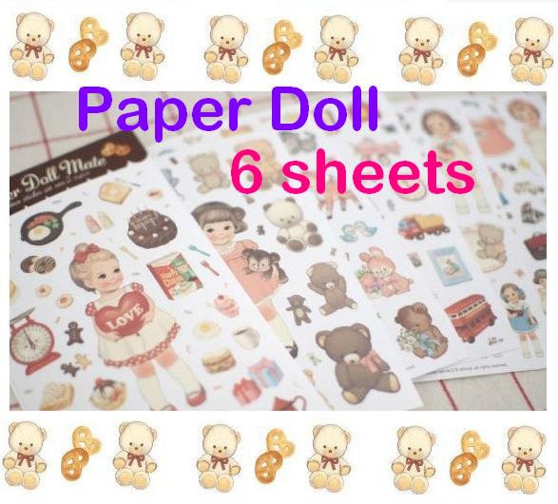 Paper Doll Mate Sticker Vintage Doll Sweet Girls Sticker Fancy - Etsy